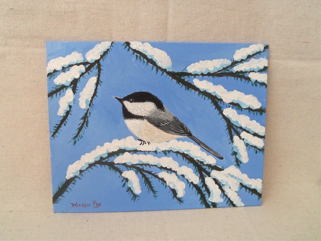 Original Chick-a-dee Painting Bird Wall Art Song Bird Art Woodland ...