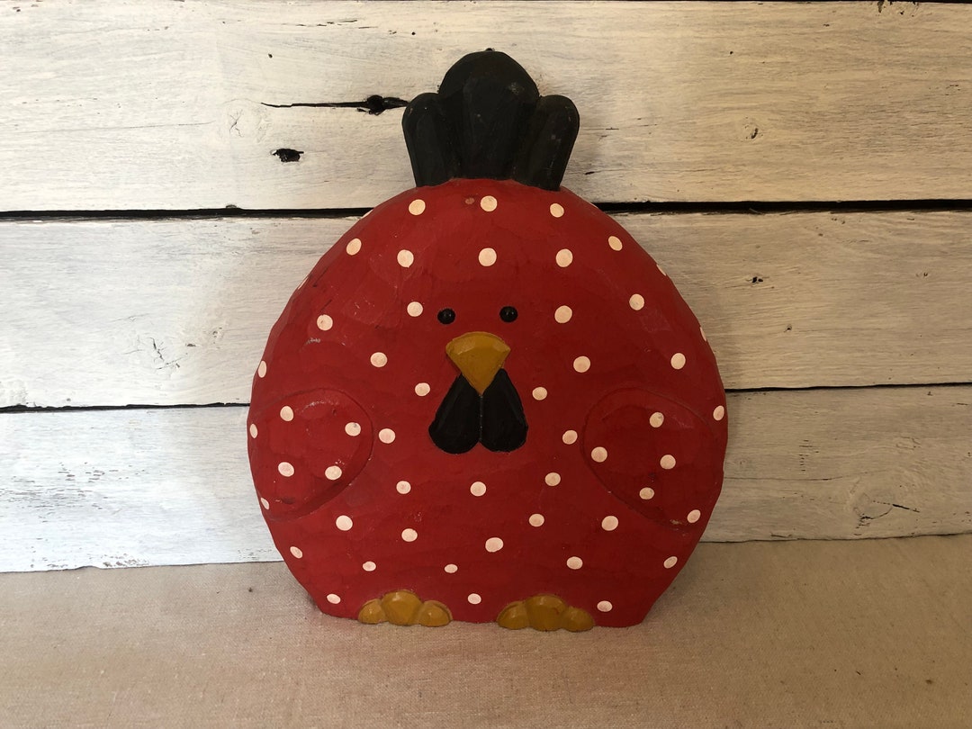 Vintage James Haddon Collection Folk Art Wood Red Chicken Chicken Decor ...