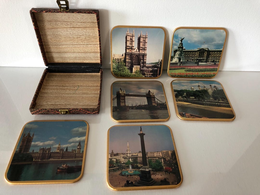 Vintage WIN-EL-WARE Coasters in Hard Case Made in England Set of 6 in ...