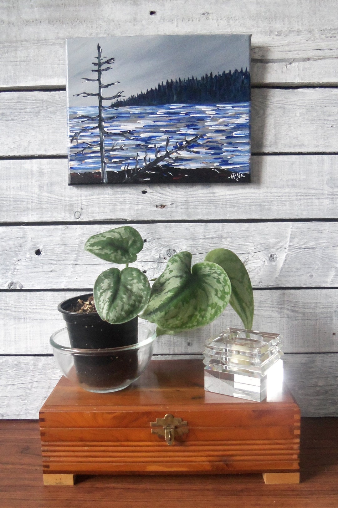 Original Landscape Painting Lake Painting Tree Painting Grey Sky Tom ...