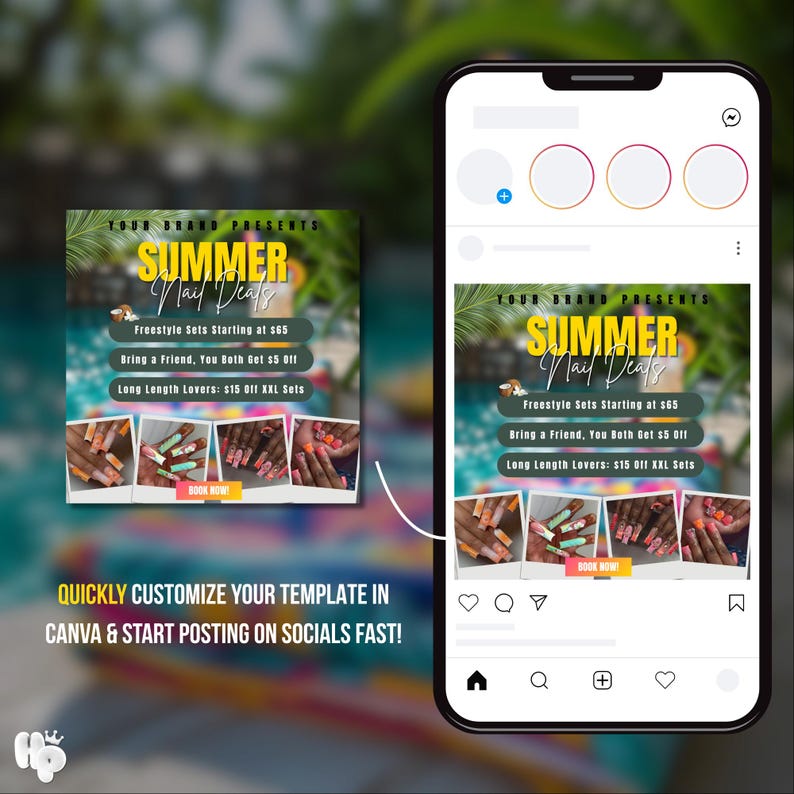 Nail Flyer Template for Canva – Editable Nail Tech Promo, Freestyle ...