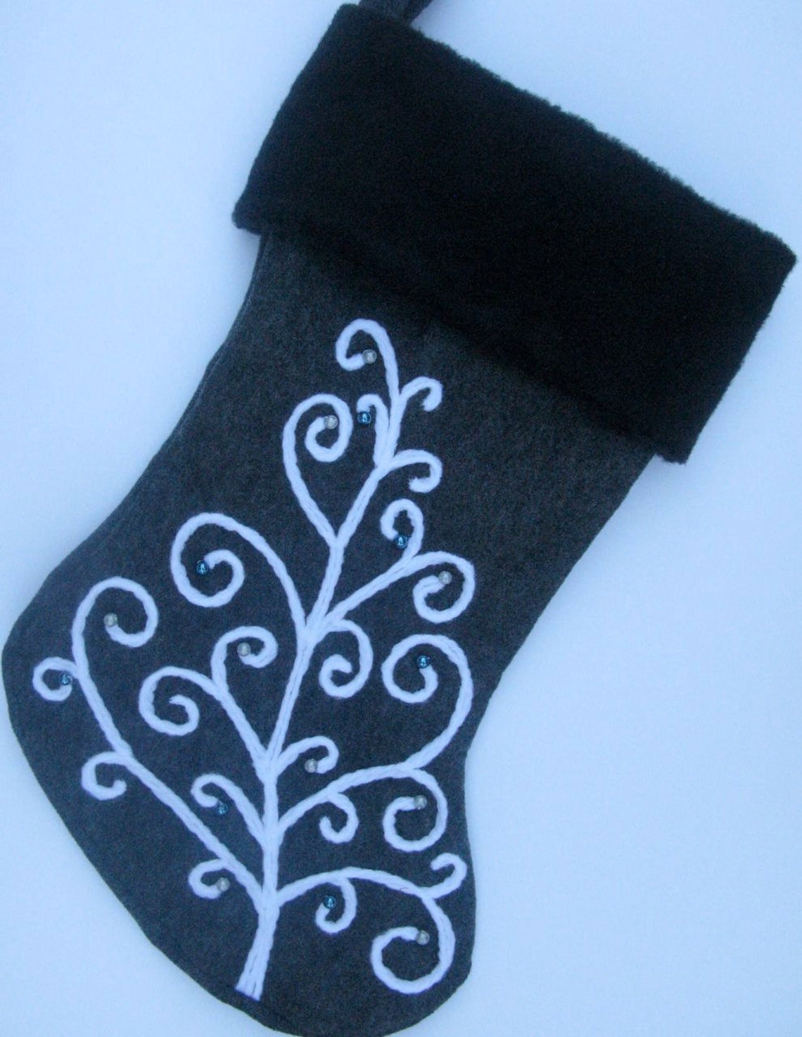 Designer Christmas Stocking Tree swirly Tree White on - Etsy