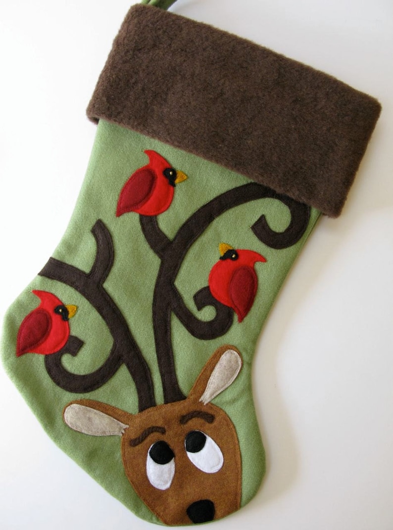 Reindeer With Birds Christmas Stockingperfect - Etsy