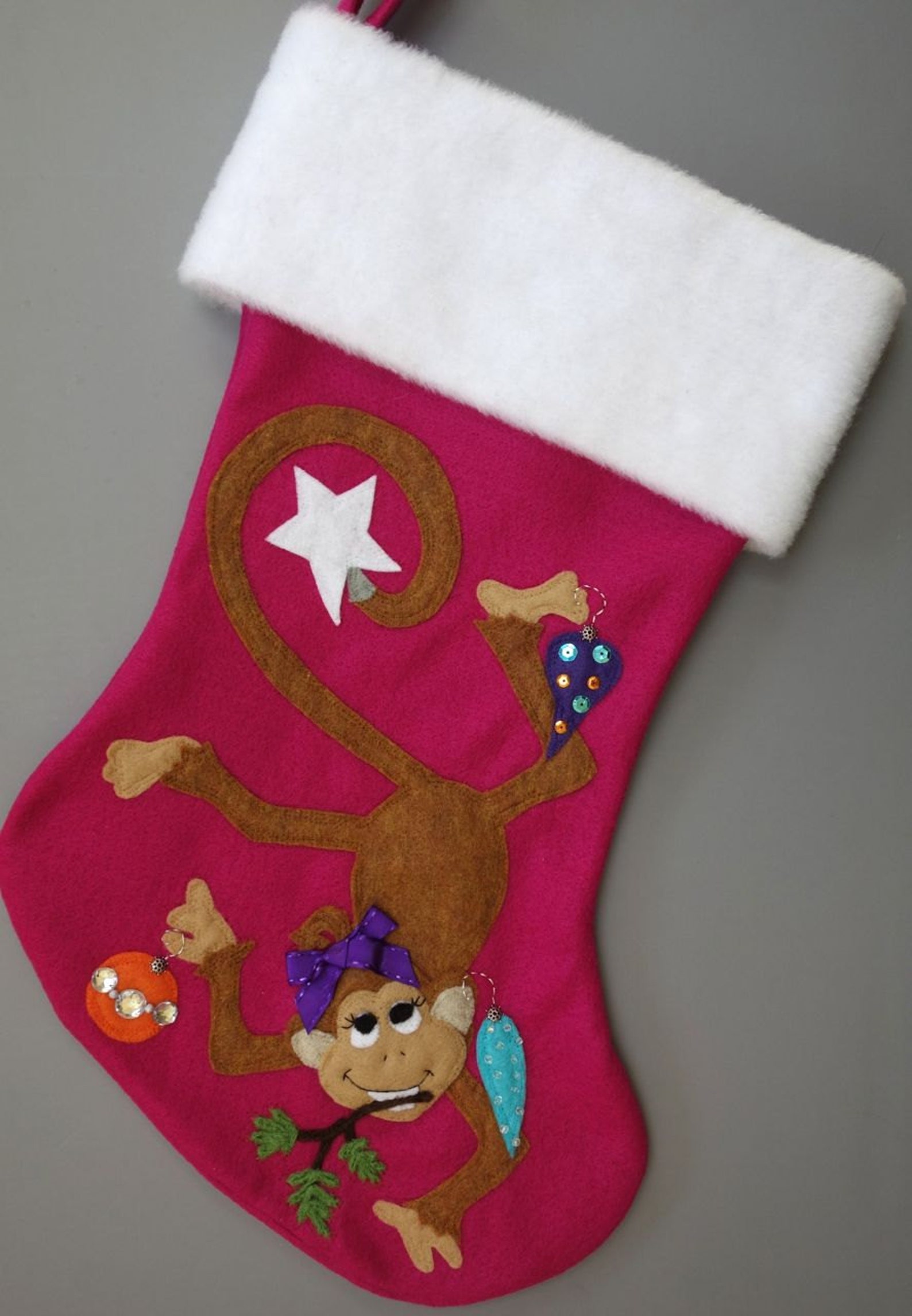 Monkey Christmas Stockingsweet Monkey Girl | Etsy