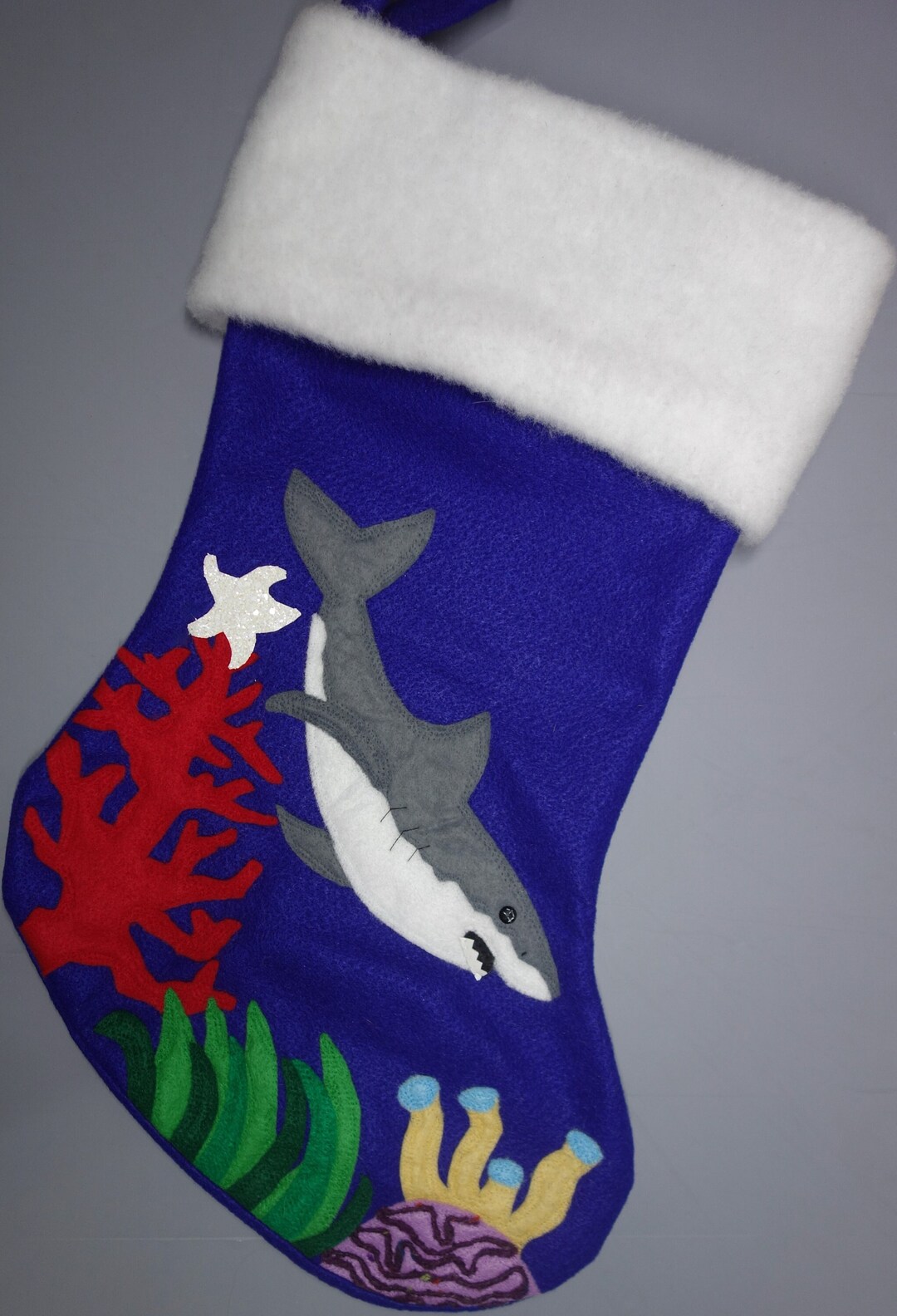 Shark Felt Christmas Stocking--"christmas Under the Sea" - Etsy