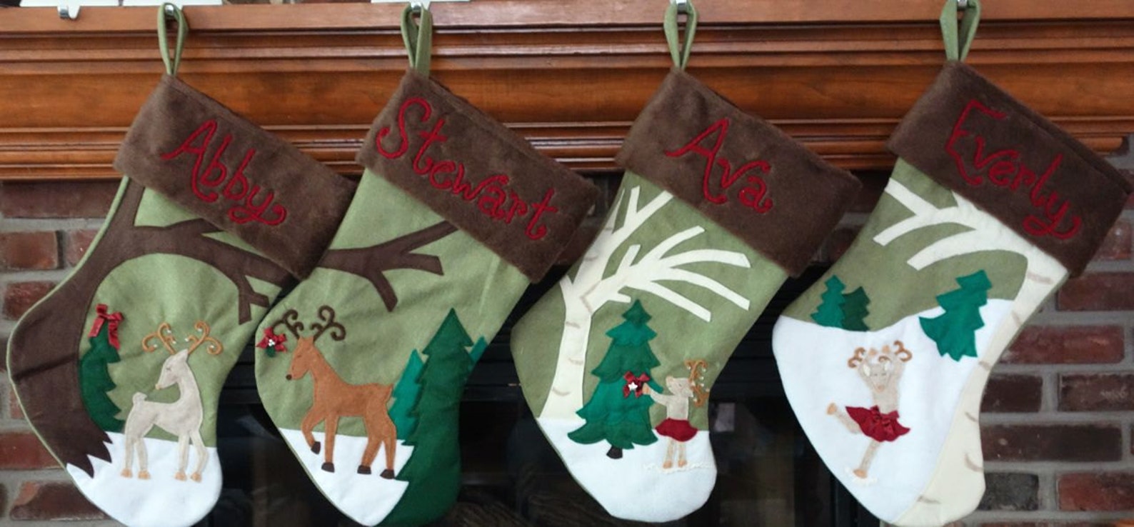 Mr. and Mrs. Romantic Christmas Stocking Family Set-- "dear Deer Couple ...