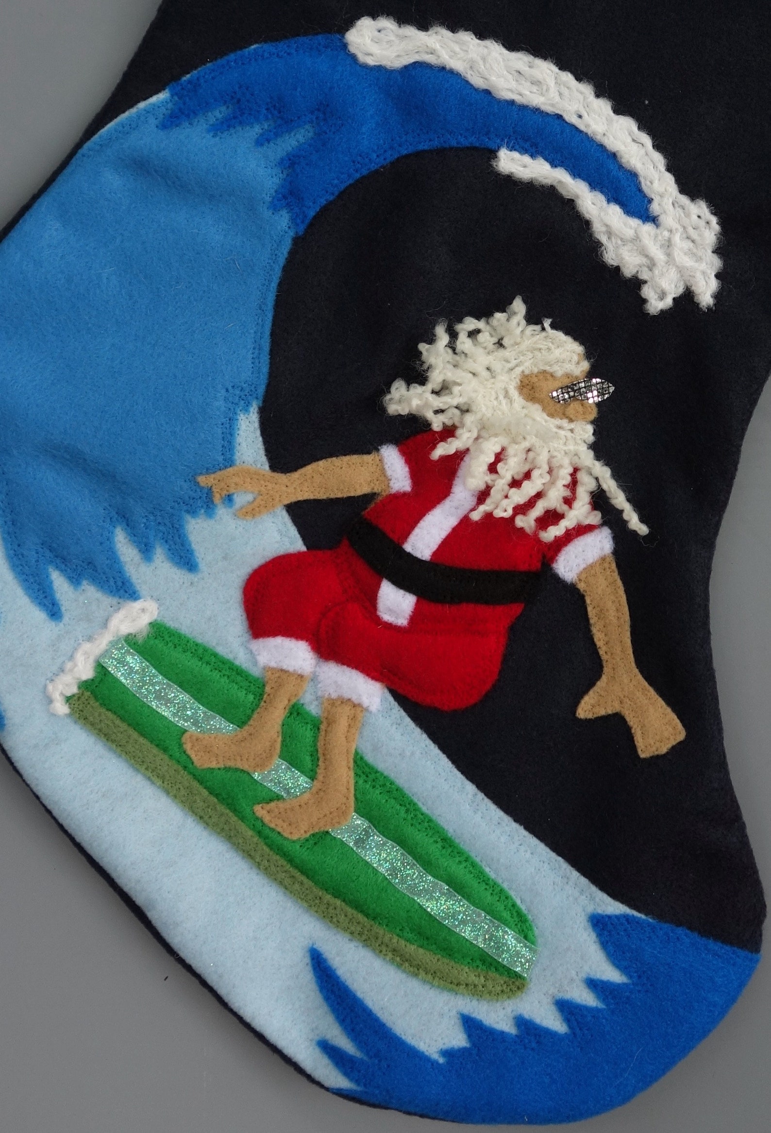 Surfing Christmas Stocking--"surfing Santa" - Etsy