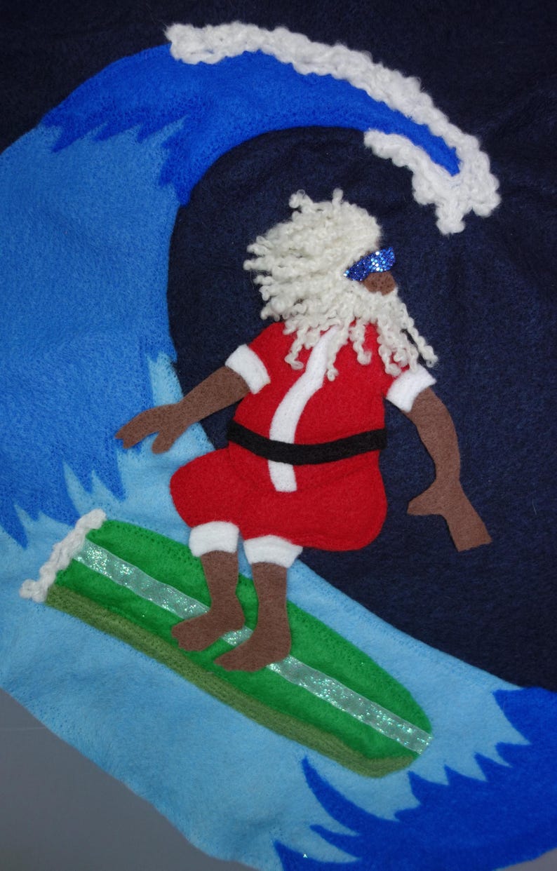 Surfing Christmas Stocking--"surfing Santa" - Etsy