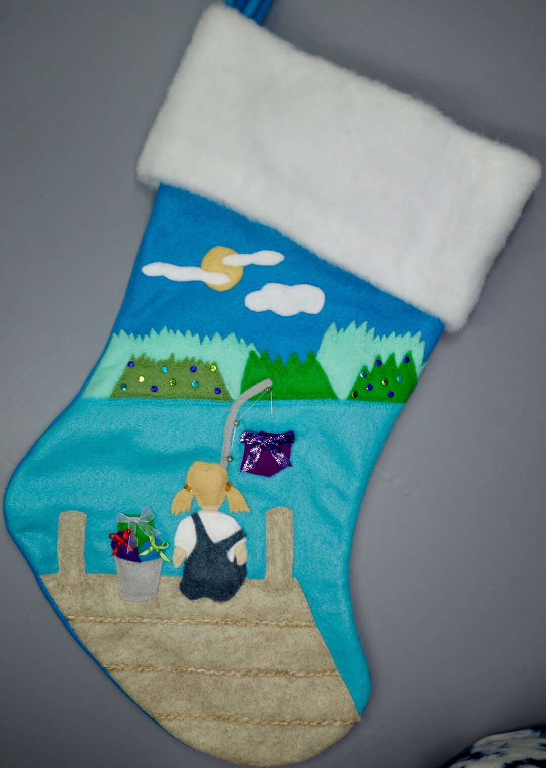 Girl Christmas Stocking--"fishing for Presents" - Etsy