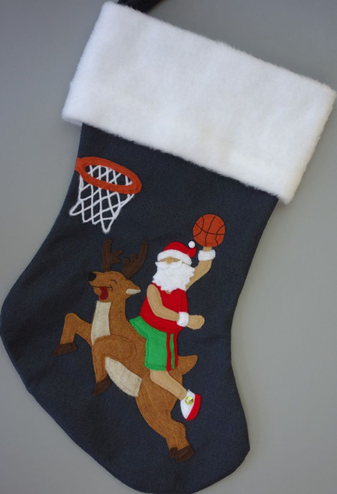 Basketball Christmas Stocking--"slam Dunk Santa Style" - Etsy