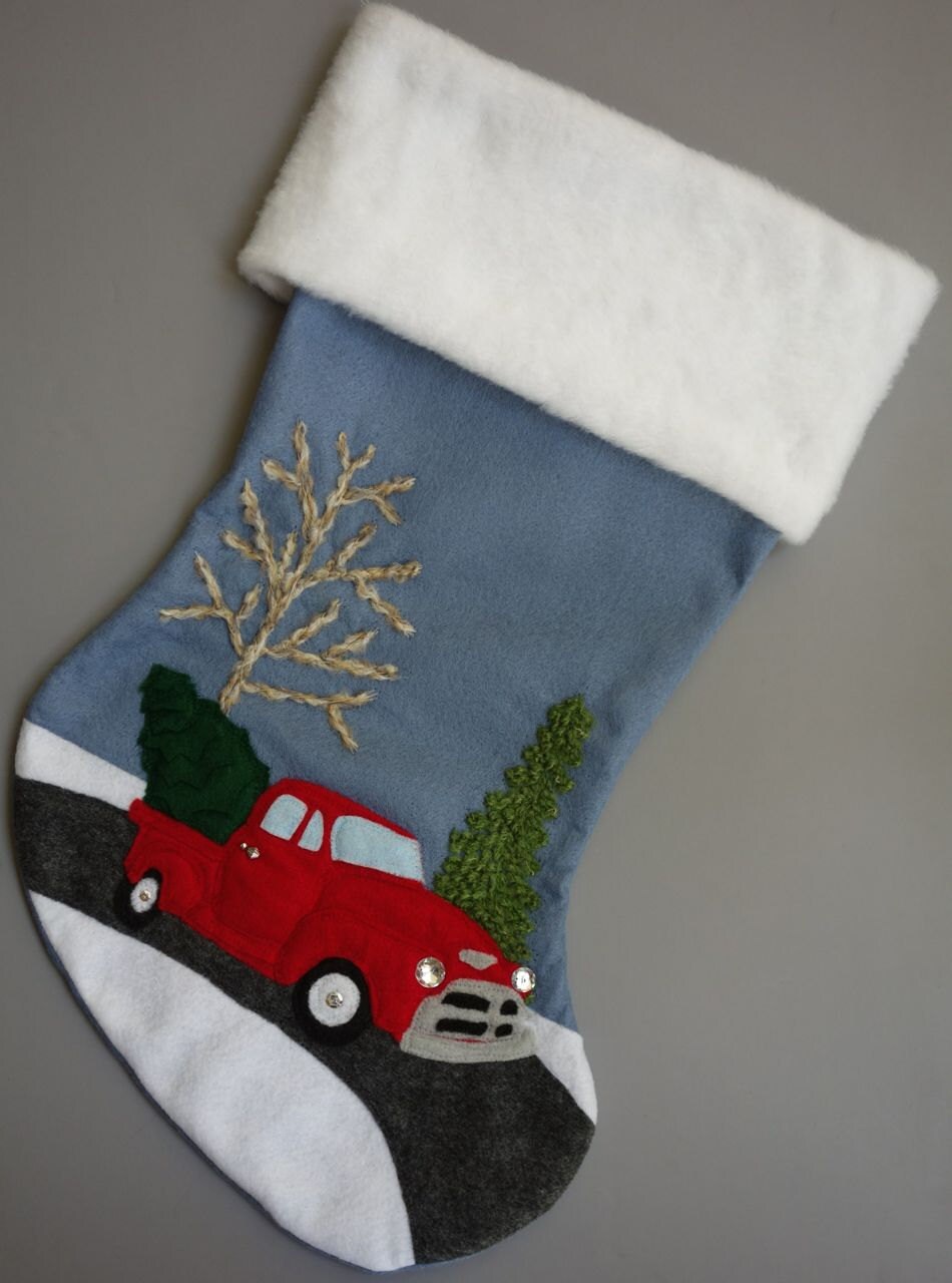 Truck Guy Girl Christmas Stocking PersonalizedMy Red | Etsy