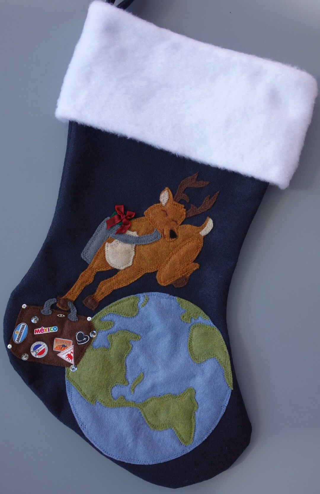 Travel Lover Personalized Christmas Stockingglobetrotter - Etsy