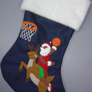 Basketball Christmas Stocking--"slam Dunk Santa Style" - Etsy