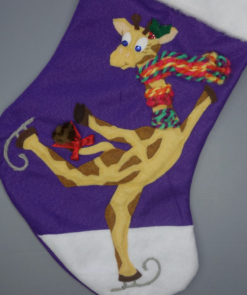 Giraffe Christmas Stocking--"giraffe on Skates" - Etsy
