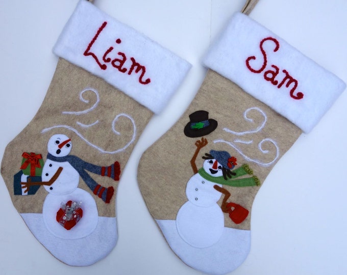 His and Hers Christmas Stocking Setsnowman Couple - Etsy