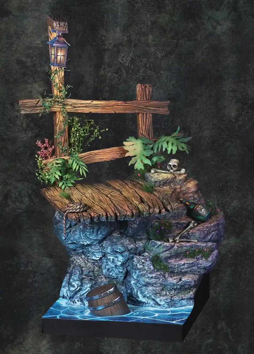 Forsaken Pier - Diorama Base for Display Miniatures 75mm Scale, Plinth ...