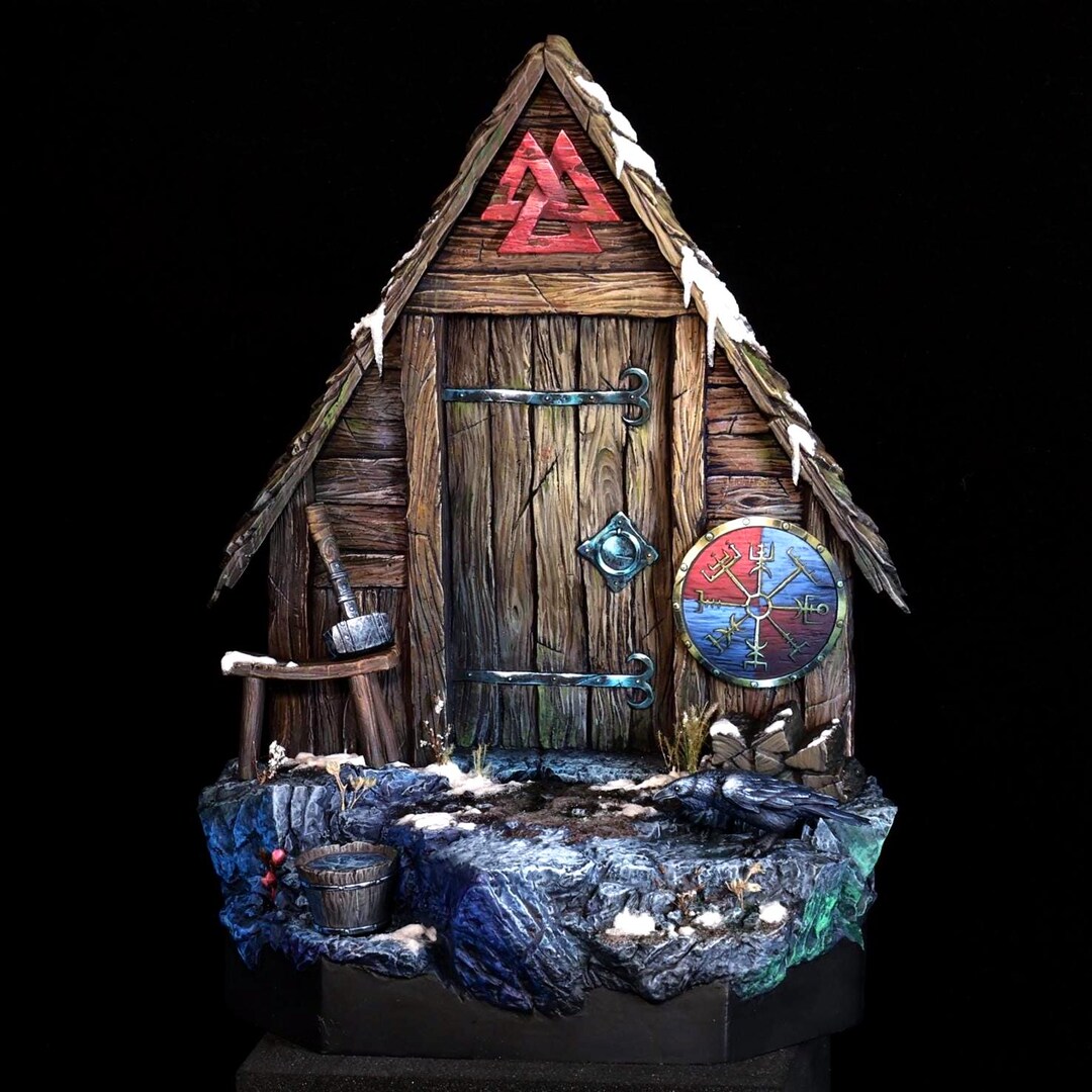 Norse House – Diorama Base With Scenic Elements for Display Miniatures ...