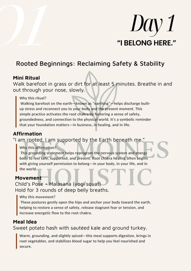 7-day Root Chakra Workbook • Printable Spiritual Journal • Grounding ...