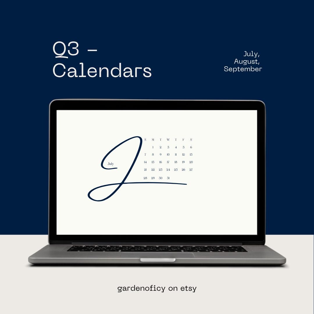 Quarter 3 (Q3) Monthly Calendar Desktop Wallpaper - July, August ...