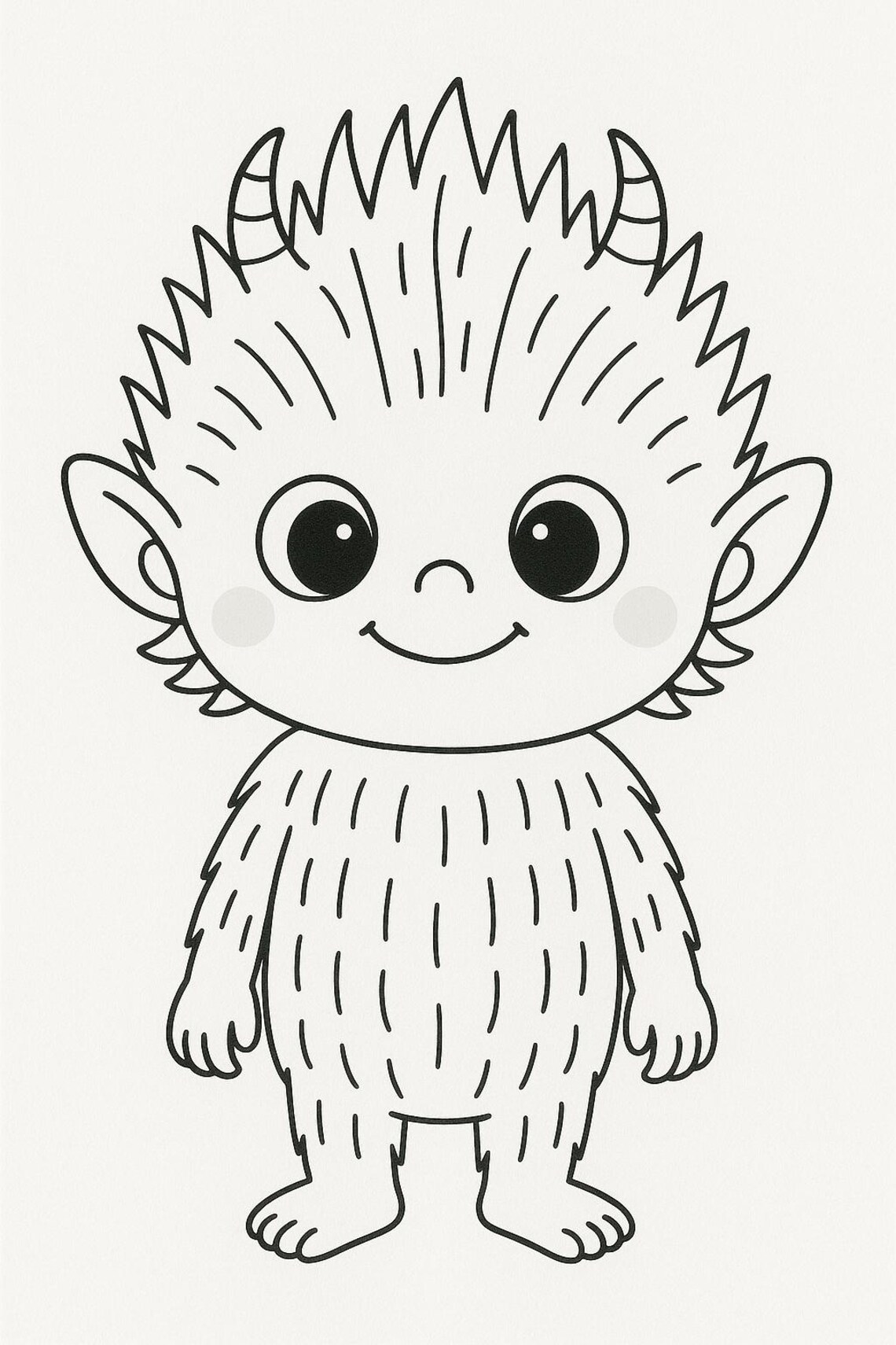 Cute Labubu-inspired Coloring Page | Printable Monster Character for ...