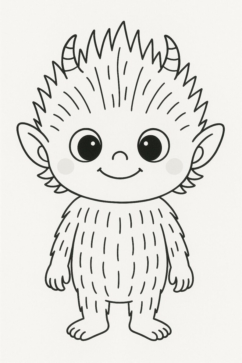 Cute Labubu-inspired Coloring Page | Printable Monster Character for ...