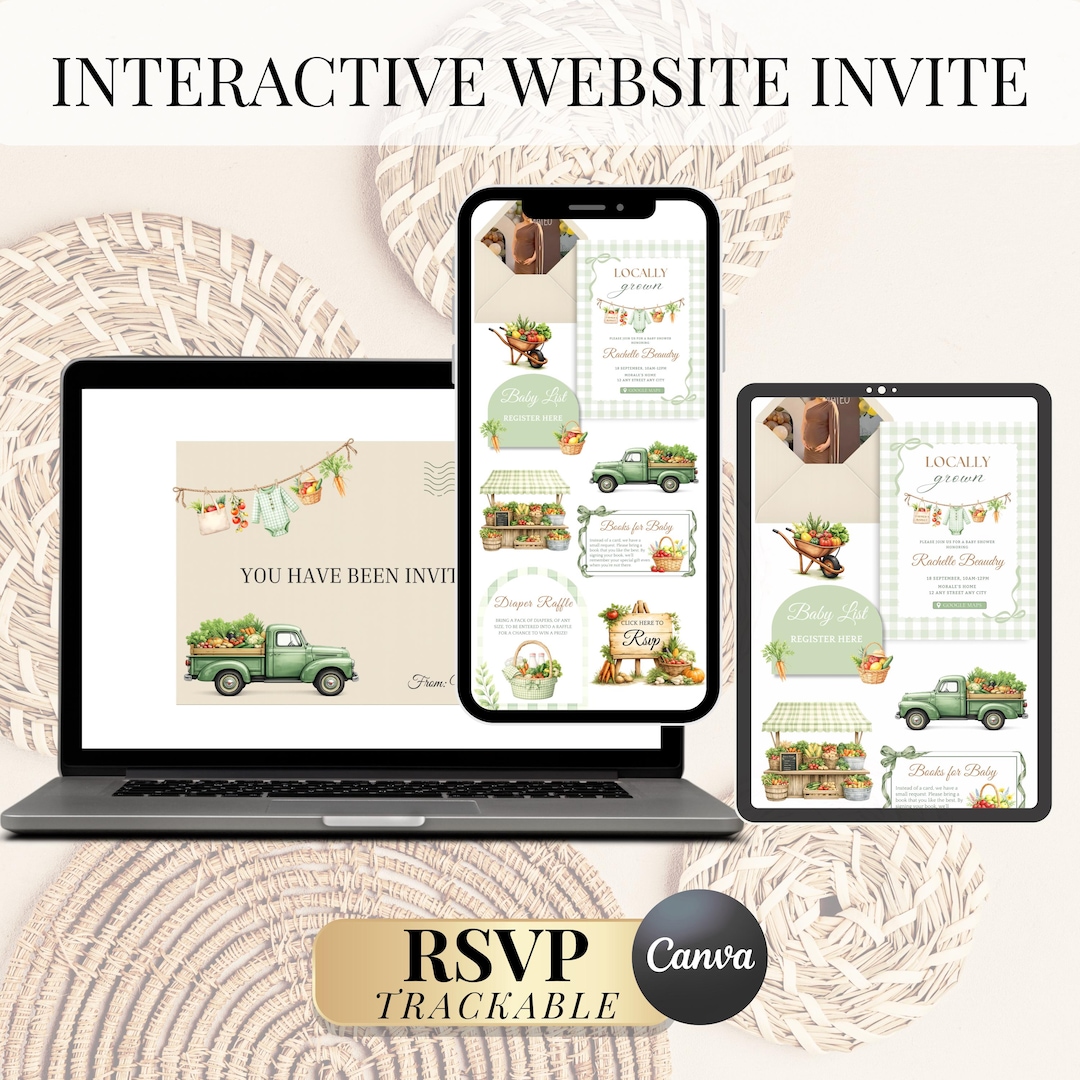 Editable Locally Grown Baby Shower RSVP Website| Locally Grown Baby ...