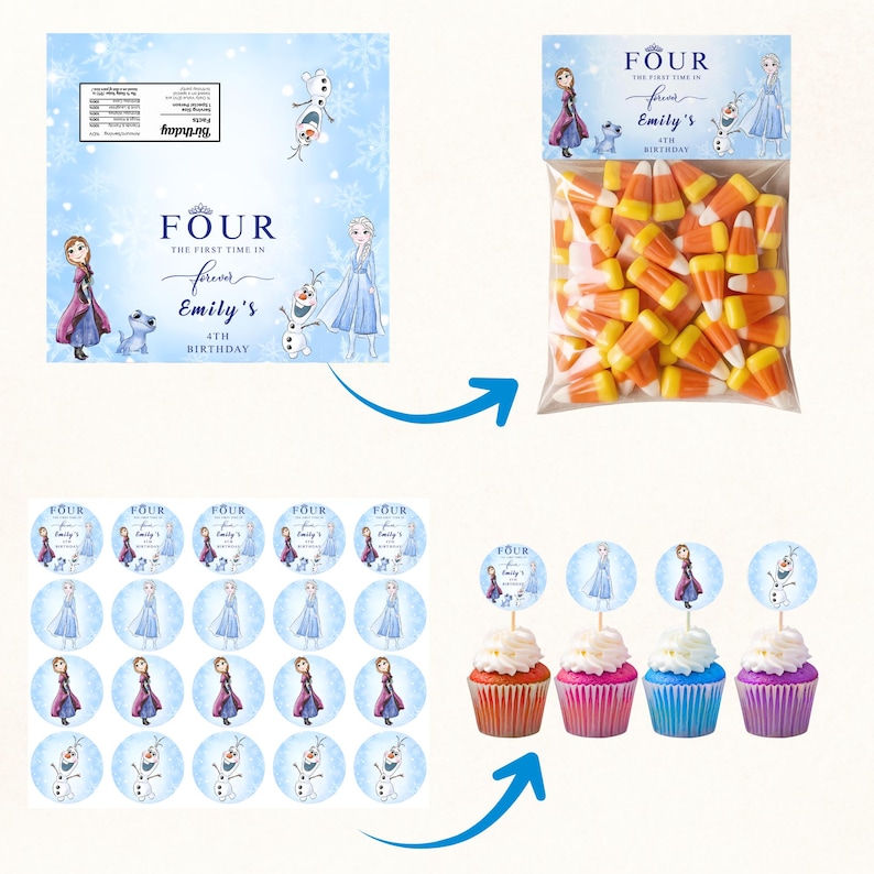 Editable Frozen Birthday Party Favours Bundle| Frozen Chips Bag| Frozen ...