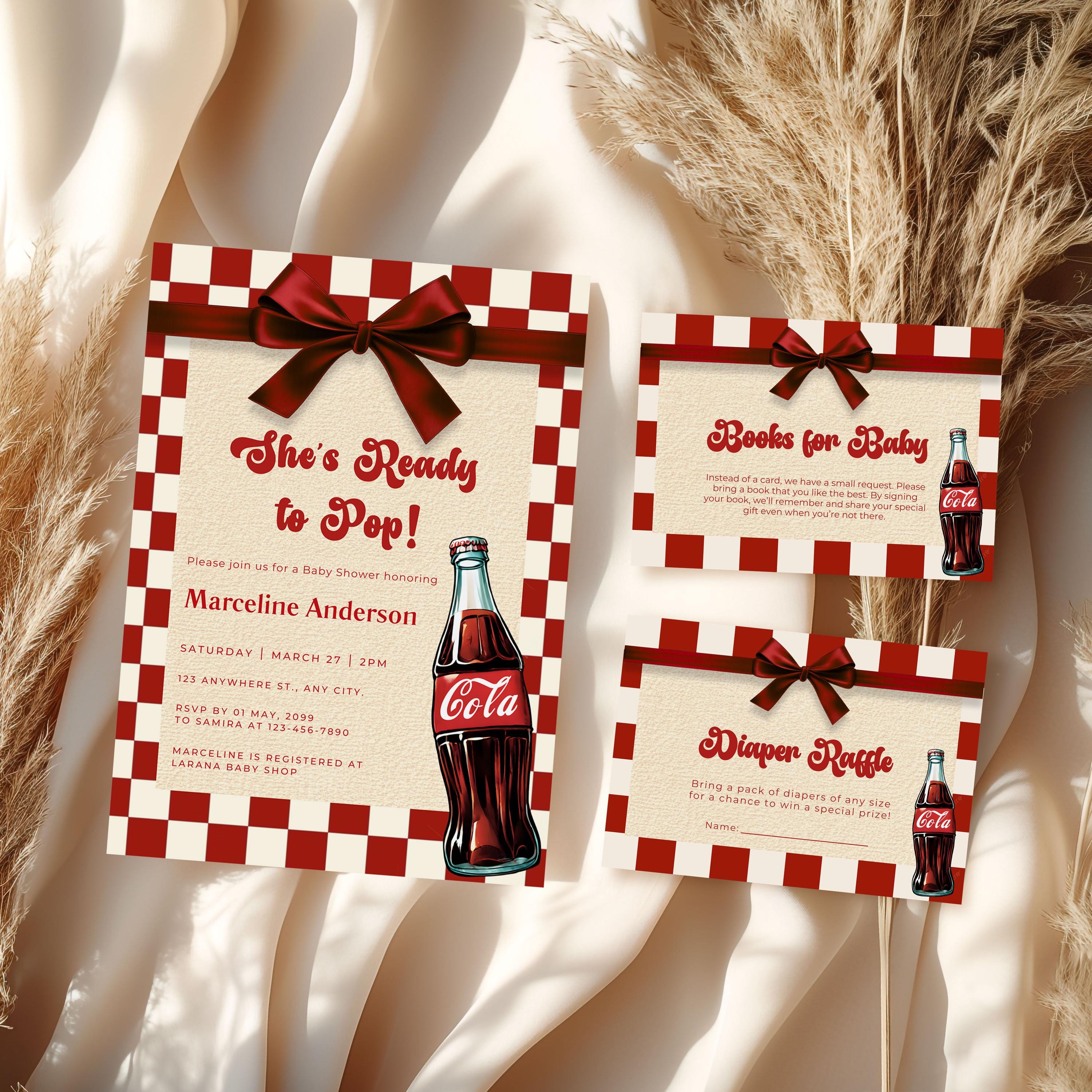 Editable She's Ready to Pop Baby Shower Invitation Set| Cola Baby ...