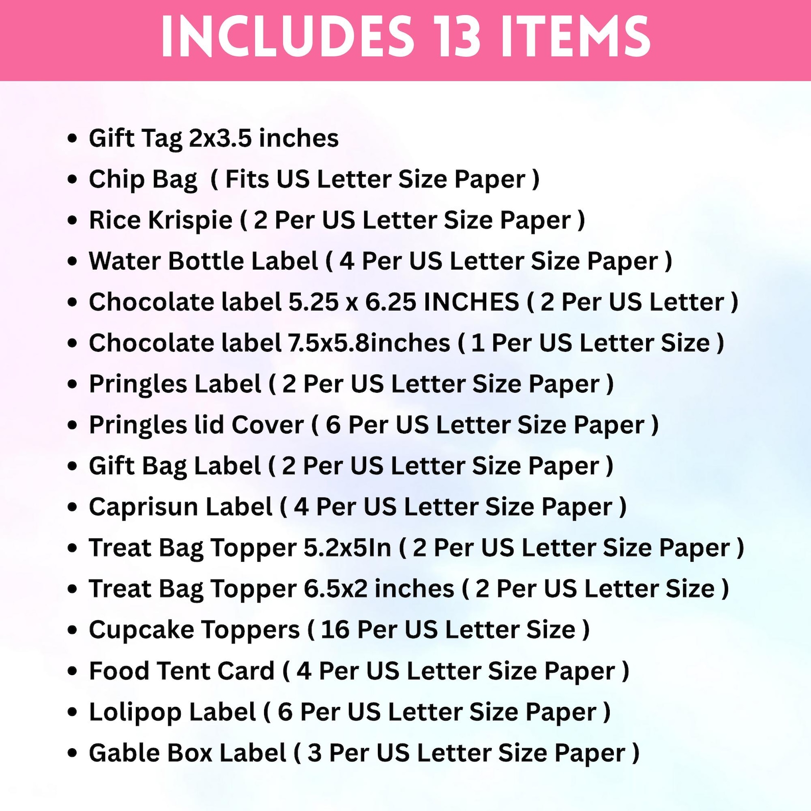 Editable 13 Princess Party Favour Bundle| 13 Pieces Party Favors ...