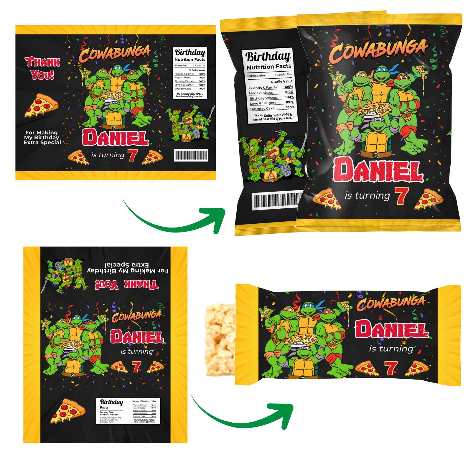 Editable Ninja Turtle Party Favors Bundle| 13 Pieces Party Favor Items ...