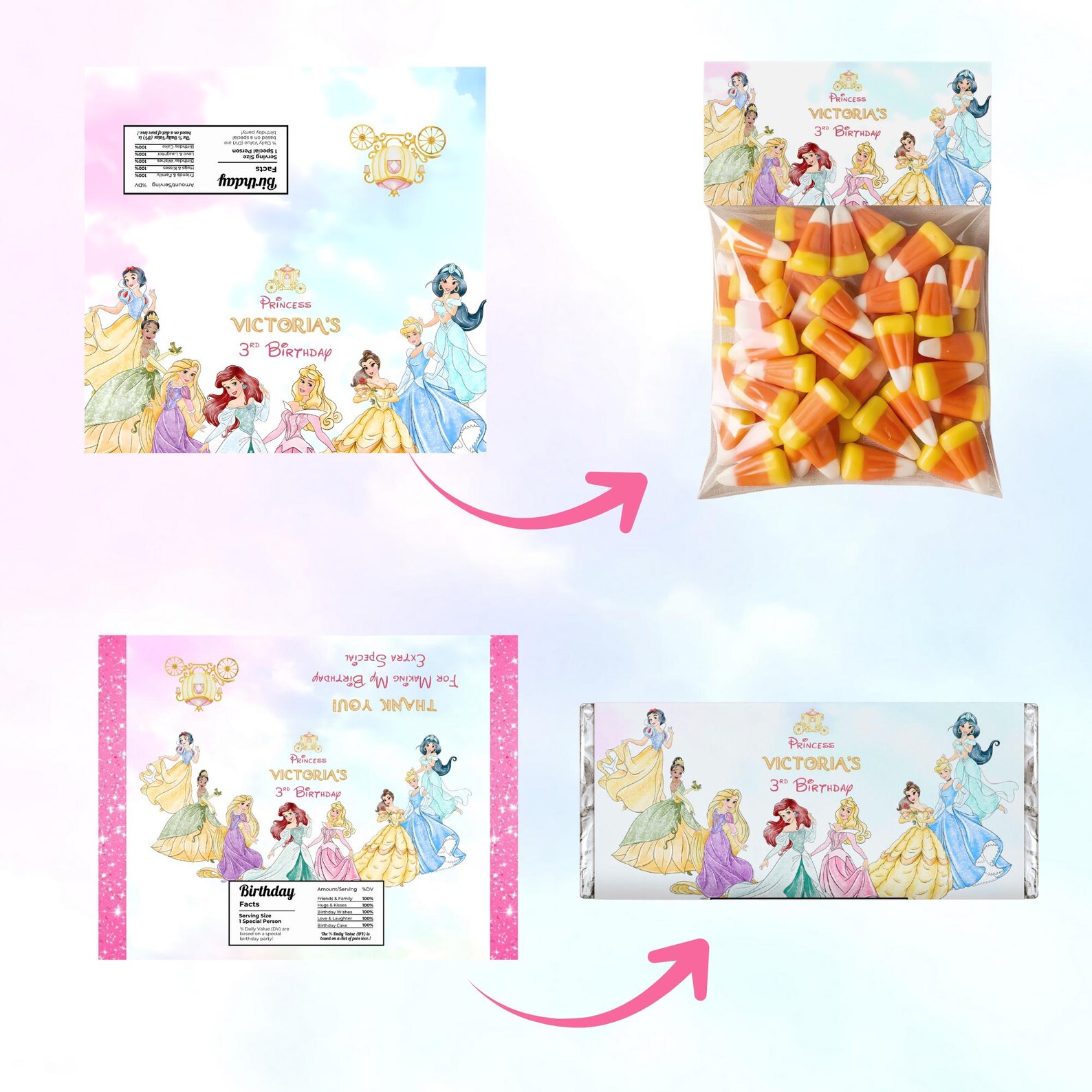 Editable 13 Princess Party Favour Bundle| 13 Pieces Party Favors ...