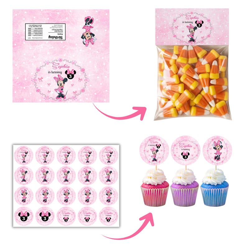Editable Minnie Mouse Party Favors Bundle| 13 Pieces Minnie Mouse ...