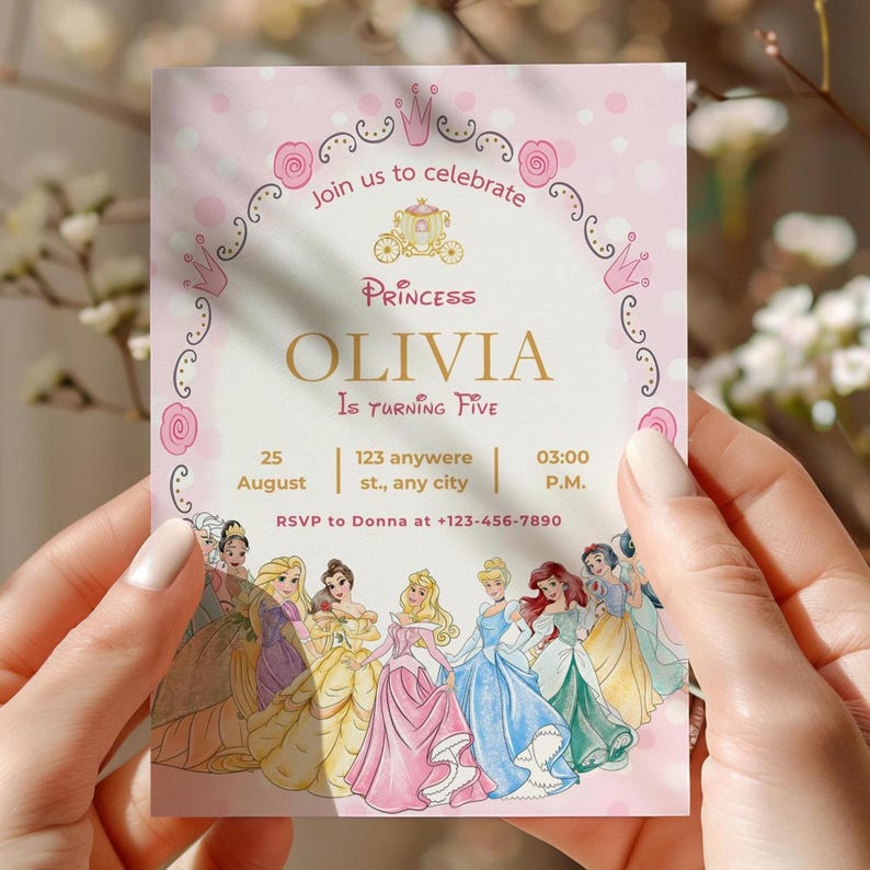 Editable Princess Birthday Invitation| Princess Birthday Template ...