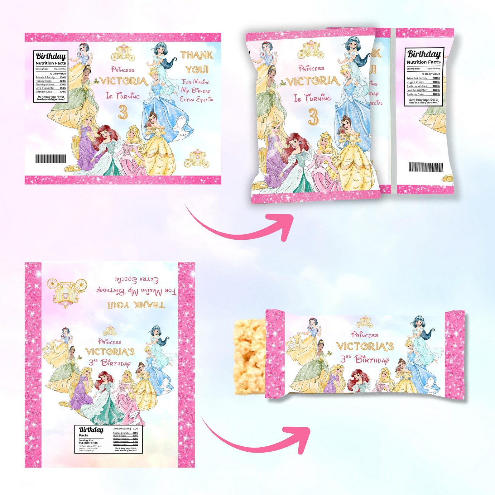 Editable 13 Princess Party Favour Bundle| 13 Pieces Party Favors ...