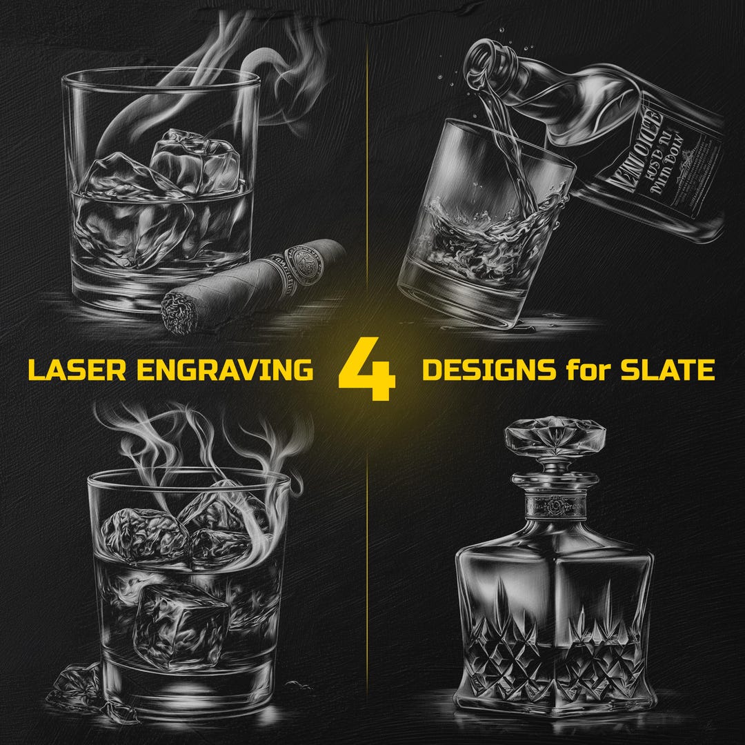 Whiskey Laser Engraving PNG Bundle -bar and Spirits Slate Coasters ...
