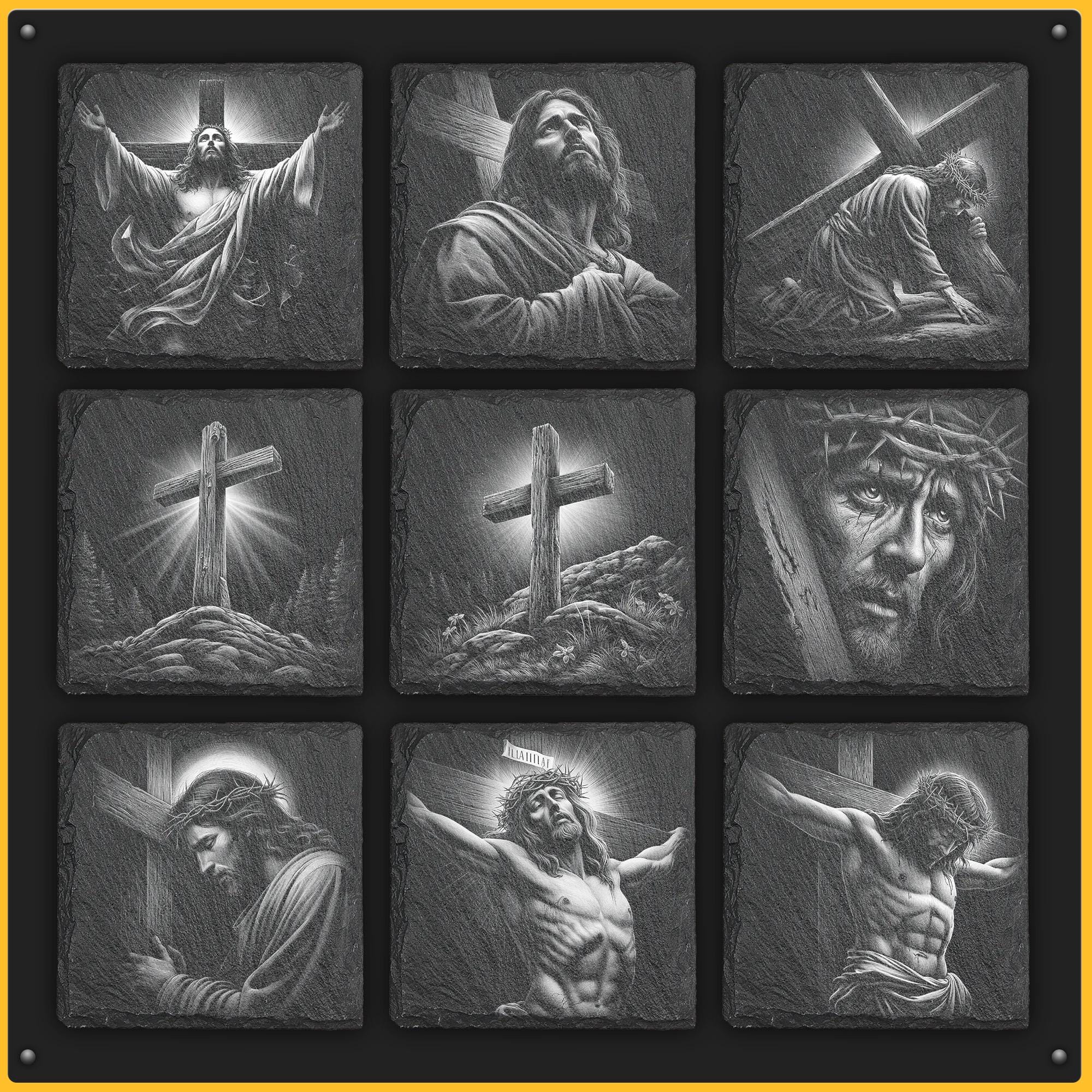 Christian Laser Engraving PNG Bundle -jesus Christ Coasters Designs Digital Download for ...