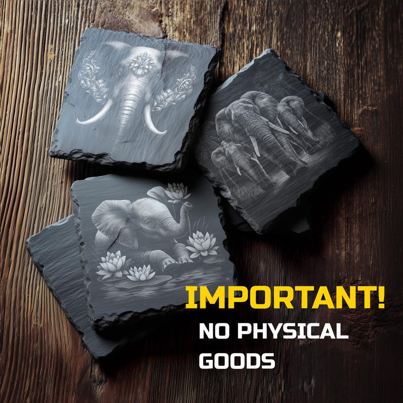 Elephant Laser Engraving PNG Bundle - Slate Coasters Designs Digital ...