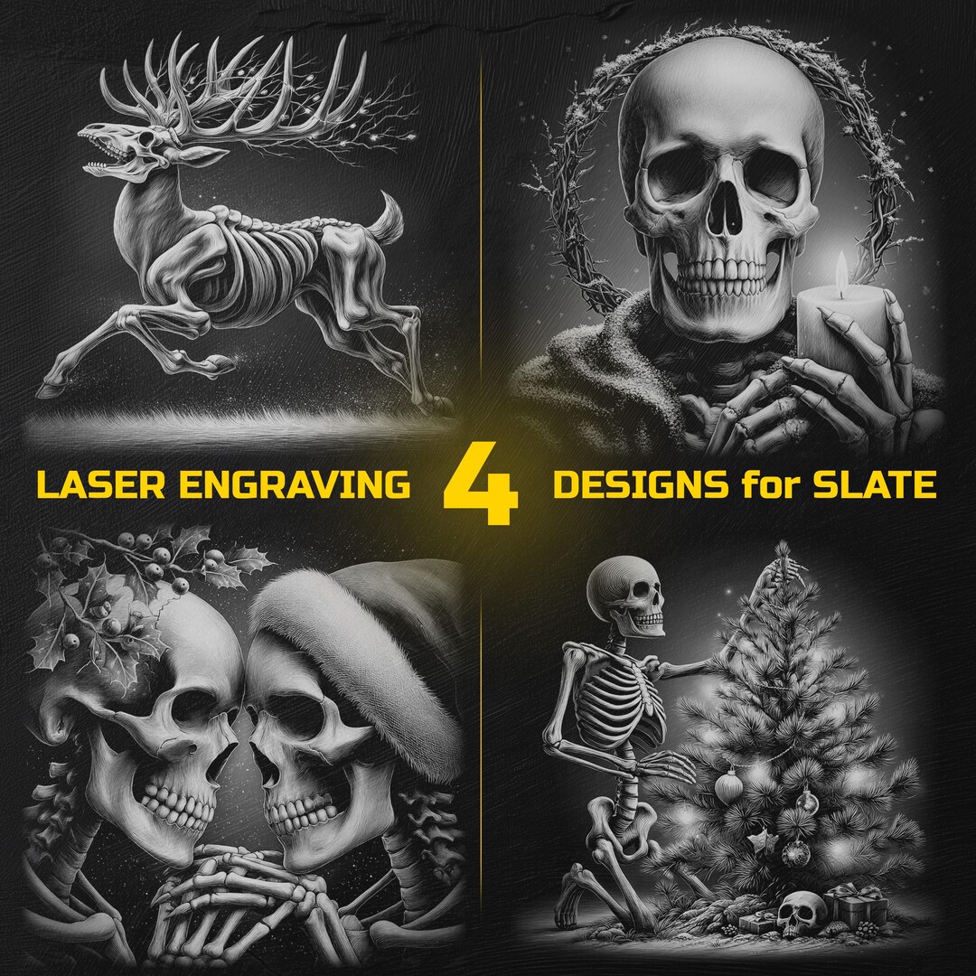 Scary Christmas Laser Engraving PNG Bundle - Horror Skeleton Slate ...