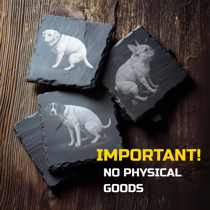 Pooping Dogs Laser Engraving PNG Bundle - Dog Portrait Slate Coasters ...
