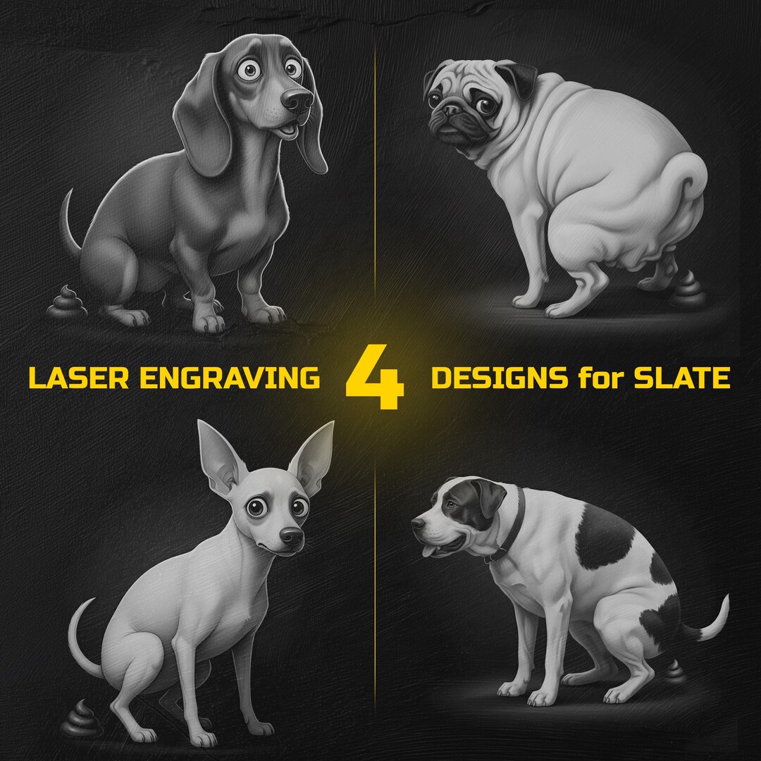 Pooping Dogs Laser Engraving PNG Bundle - Dog Portrait Slate Coasters ...