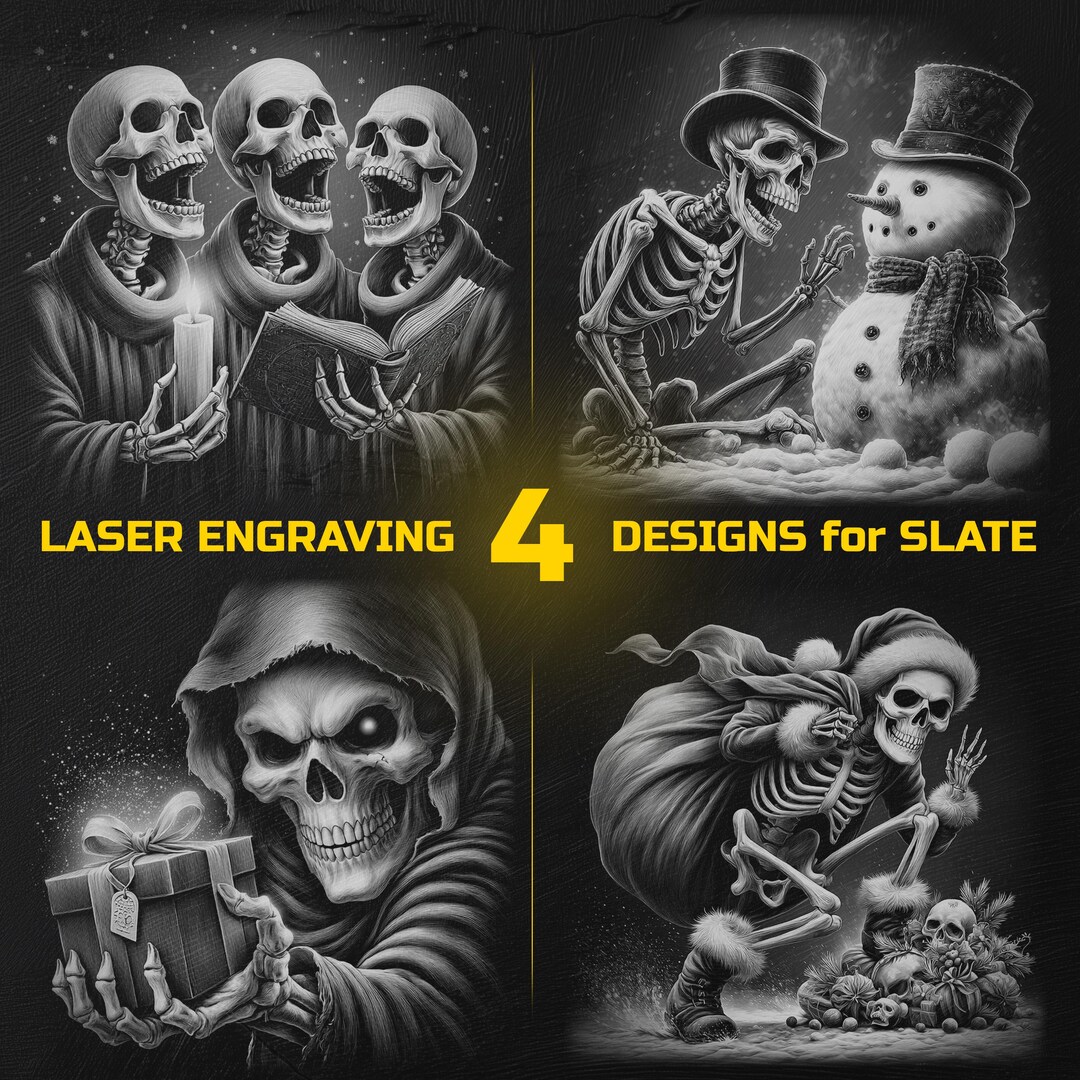 Scary Christmas Laser Engraving PNG Bundle - Horror Skeleton Slate ...