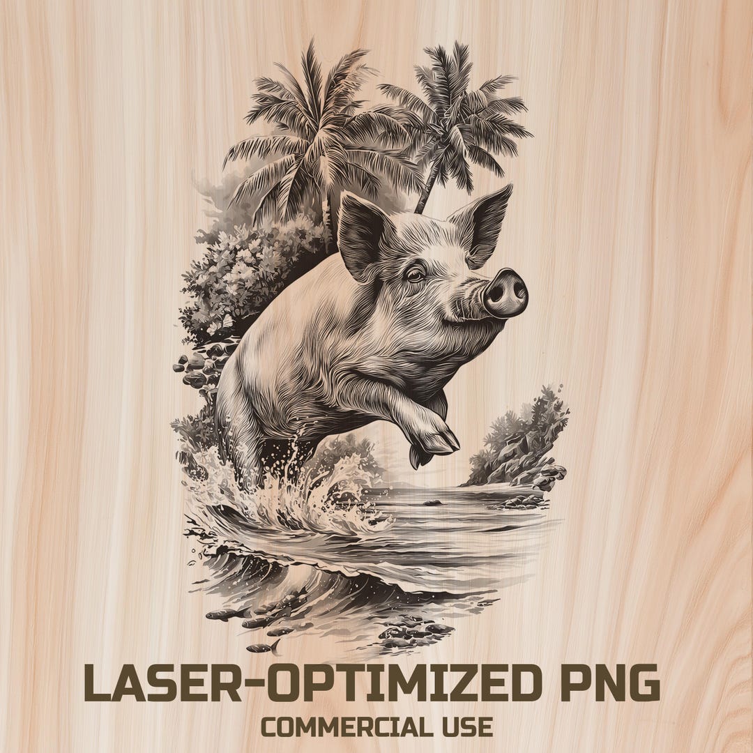 Swimming Pigs Wood Laser Engraving File Digital Download - Holz Burning ...