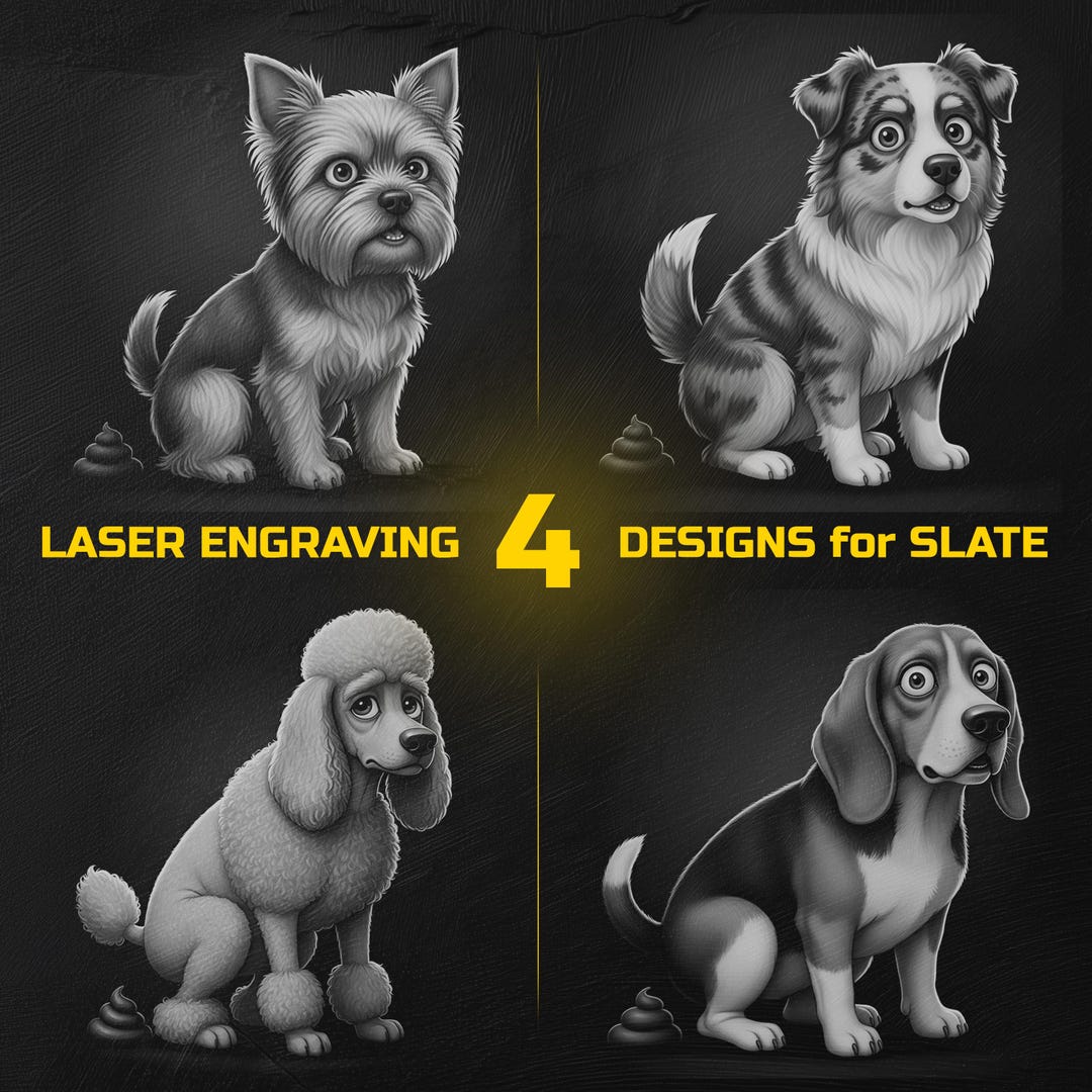 Pooping Dogs Laser Engraving PNG Bundle - Dog Portrait Slate Coasters ...
