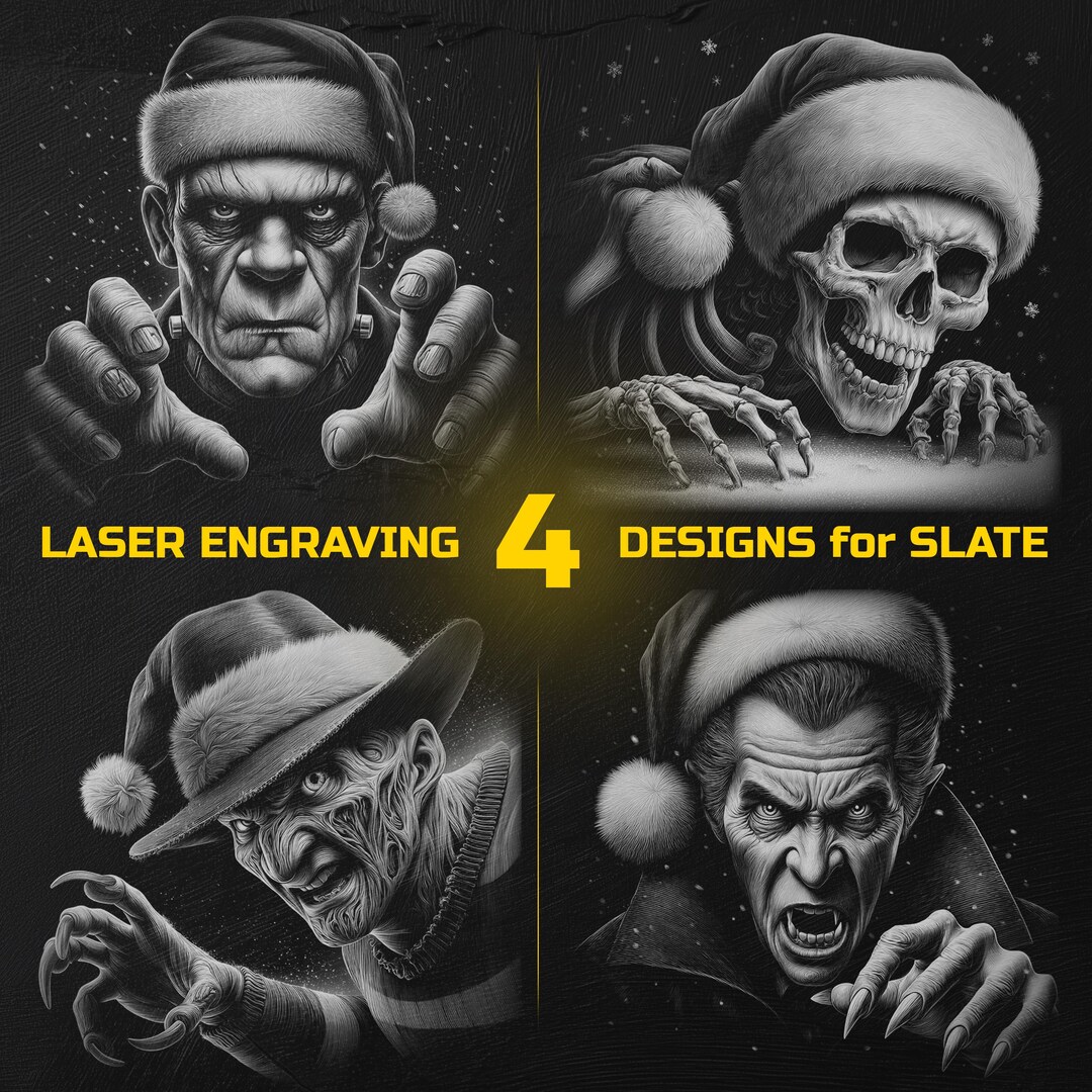 Scary Christmas Laser Engraving PNG Bundle - Horror Grinchmas Slate ...