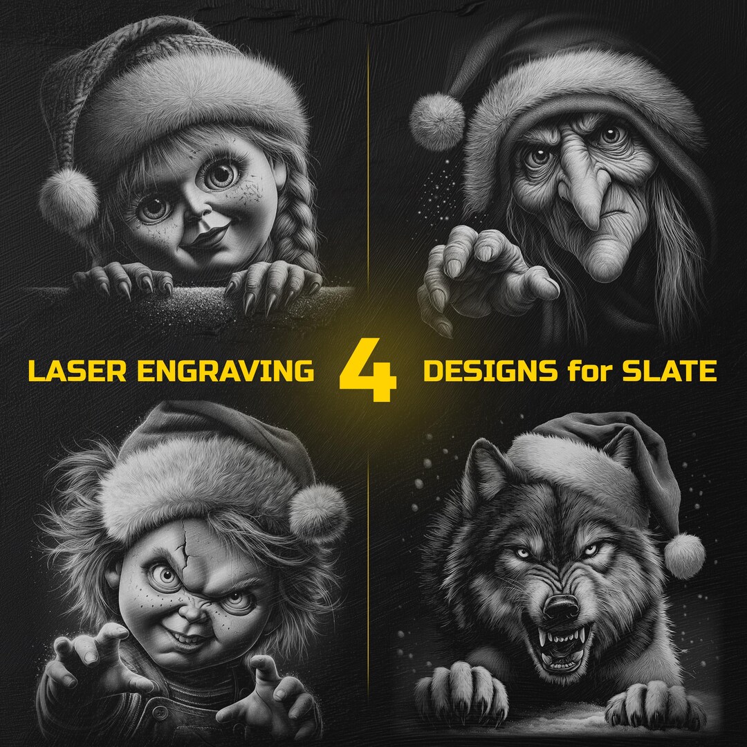 Scary Christmas Laser Engraving PNG Bundle - Horror Grinchmas Slate ...