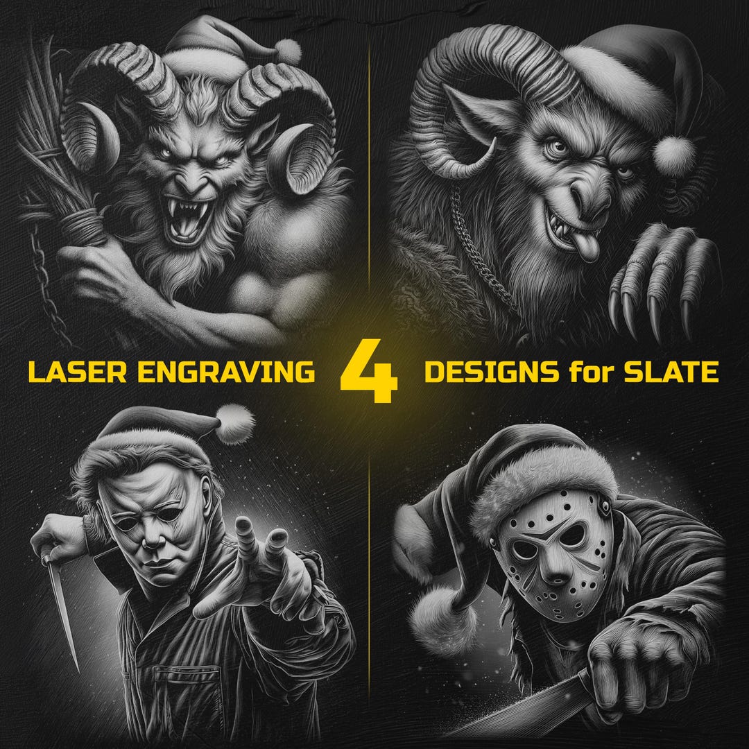 Scary Christmas Laser Engraving PNG Bundle - Horror Grinchmas Slate ...