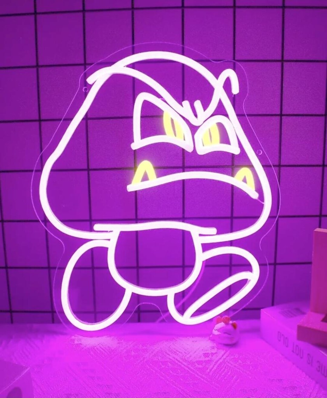 Goomba Mario Neon LED Sign - 35cm Super Nintendo Gaming Room Wall Decor ...