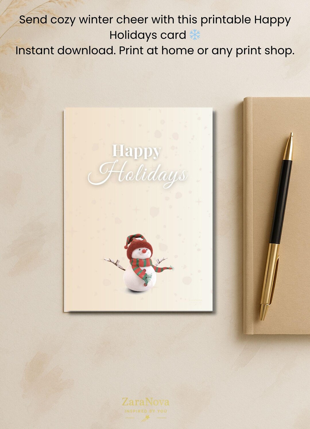 Winter Holiday Cards Bundle, Printable 5x7 Card Set (digital Download ...