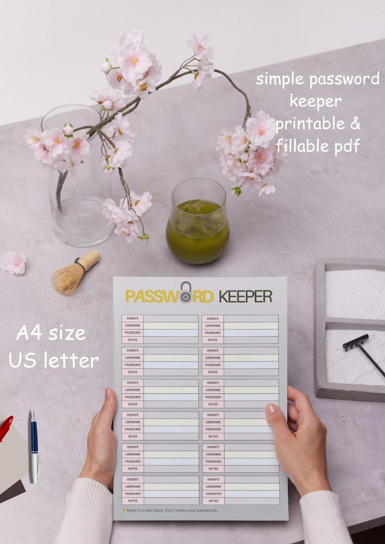 Printable Password Keeper: A4 A5 Login Organizer (PDF) Digital Editable ...