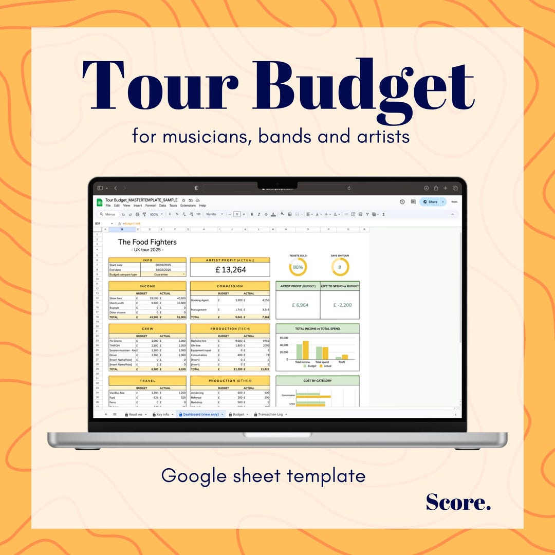 Tour Budget Template for Musicians | Google Sheets - Etsy